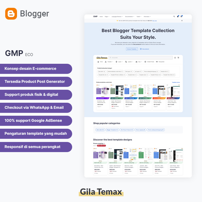 Gila Material Pro (GMP) - Best Premium E-commerce Blogger Template