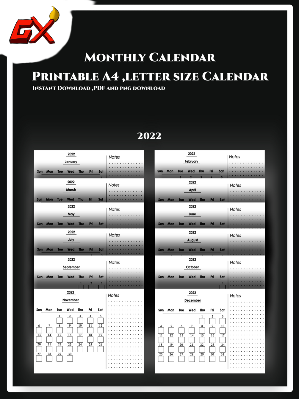 2022-2023 Calendar ,Minimalist design ,Simple ,Monthly calendar ,Letter ...