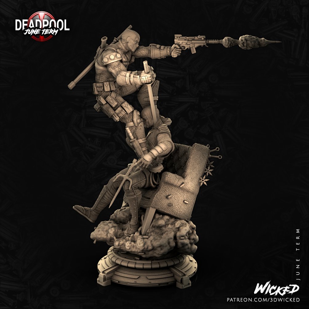 Wicked Marvel Deadpool Sculpture: Tested and ready for 3d printing