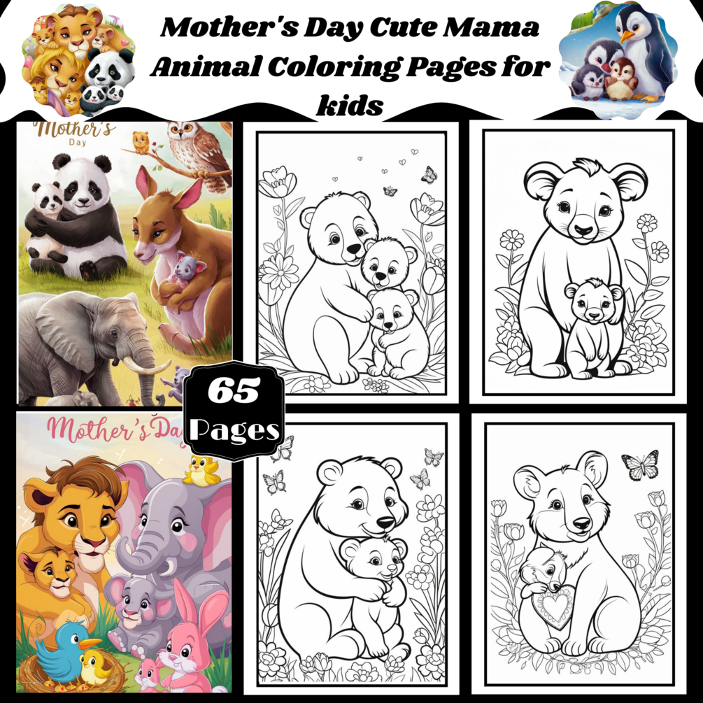 Mother’s Day Cute Mama Animal Coloring Pages for kids