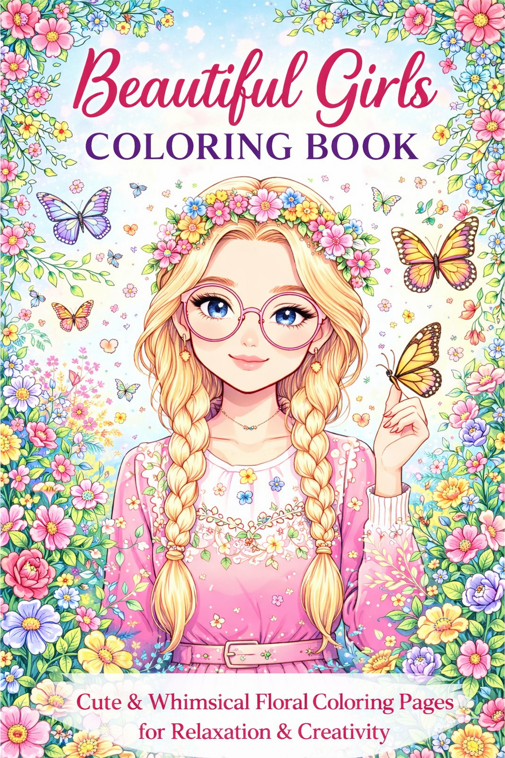 Beautiful Girls Coloring Book – Cute & Whimsical Floral Coloring Pages ...