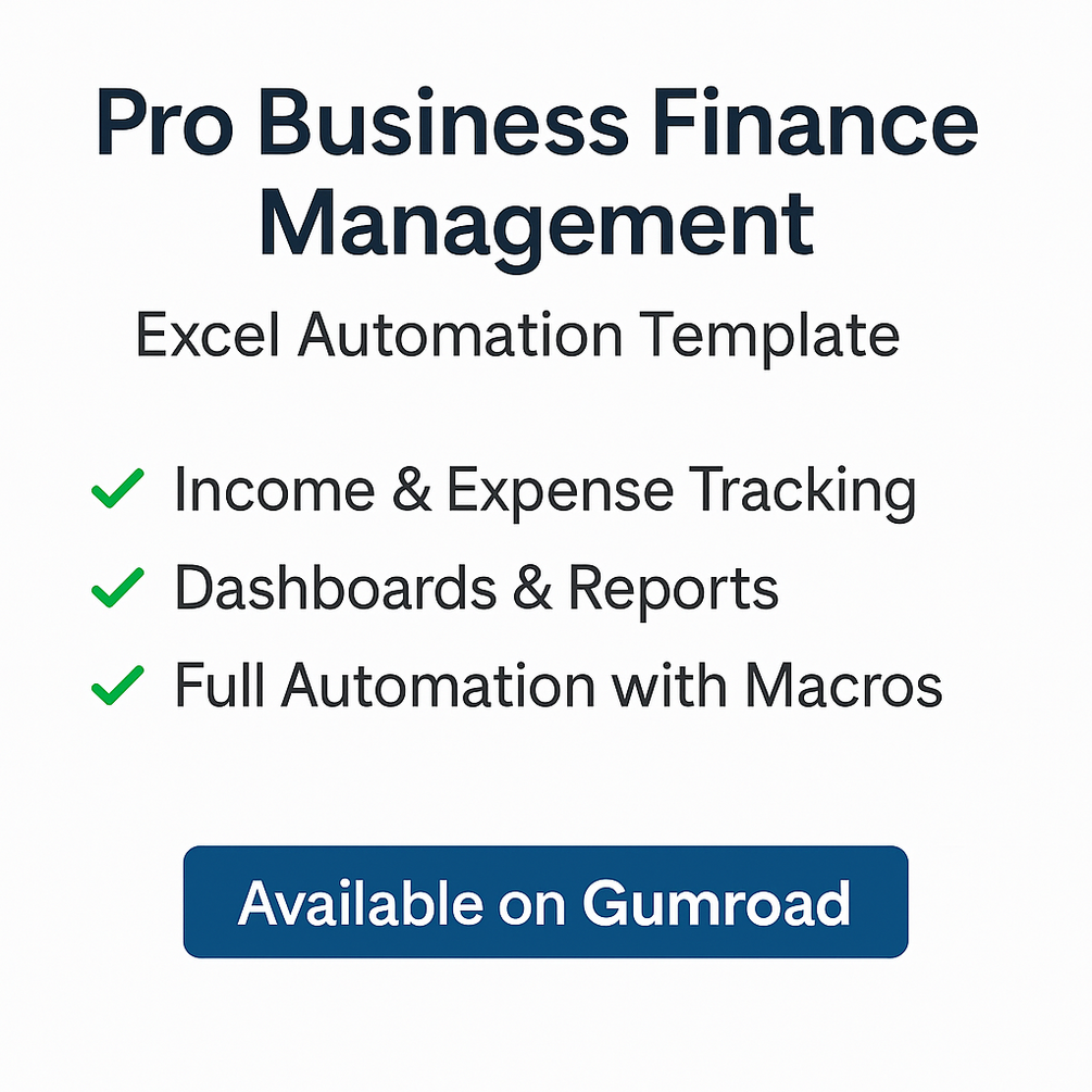 Pro Business Finance Management – Excel Automation Template