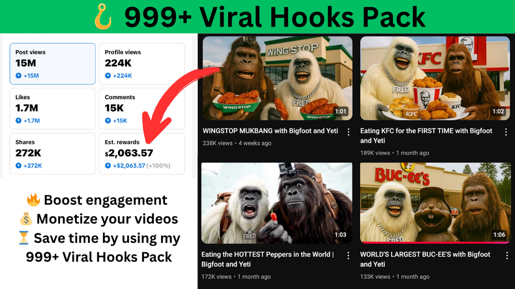 🪝 999+ Viral Hooks Pack [AI Videos & Veo 3 Prompts]