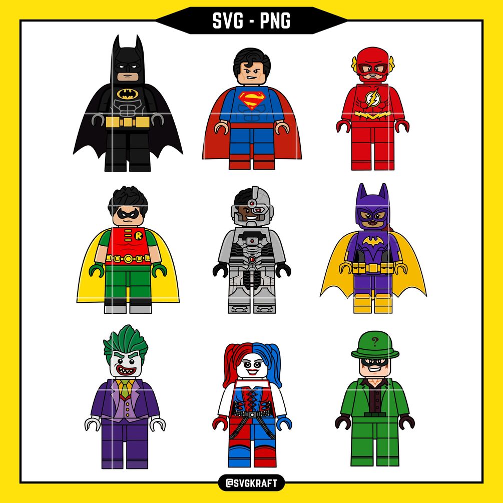 Bricks DC Characters Vector Files for Sublimation Design