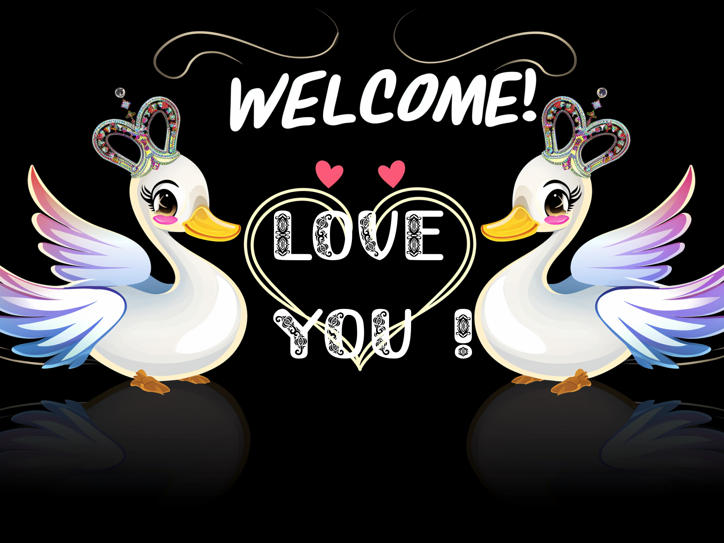 Royal Swan Chicks: Adorable Chibi Illustration with Platinum Crowns