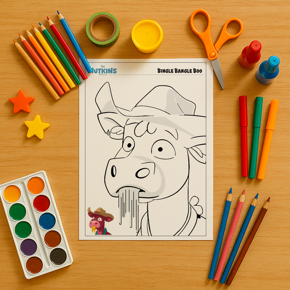 Spaghetti-Loving Cow Coloring Page (Free Printable)