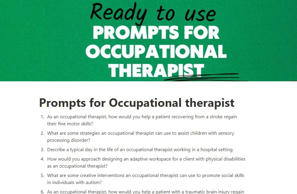 ChatGPT Prompts for Occupational therapist