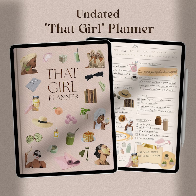 That girl digital bundle: Digital planner, Digital Stickers and Reading ...