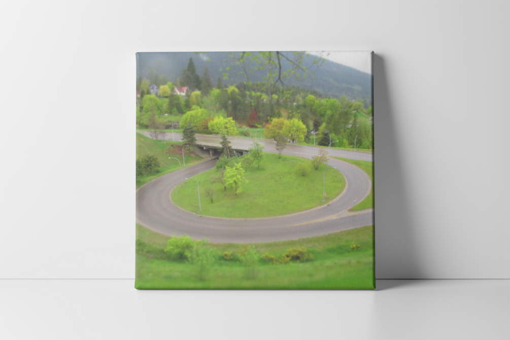 Countryside Highway Roundabout – Surreal Liminal Road Print (Mask by ...