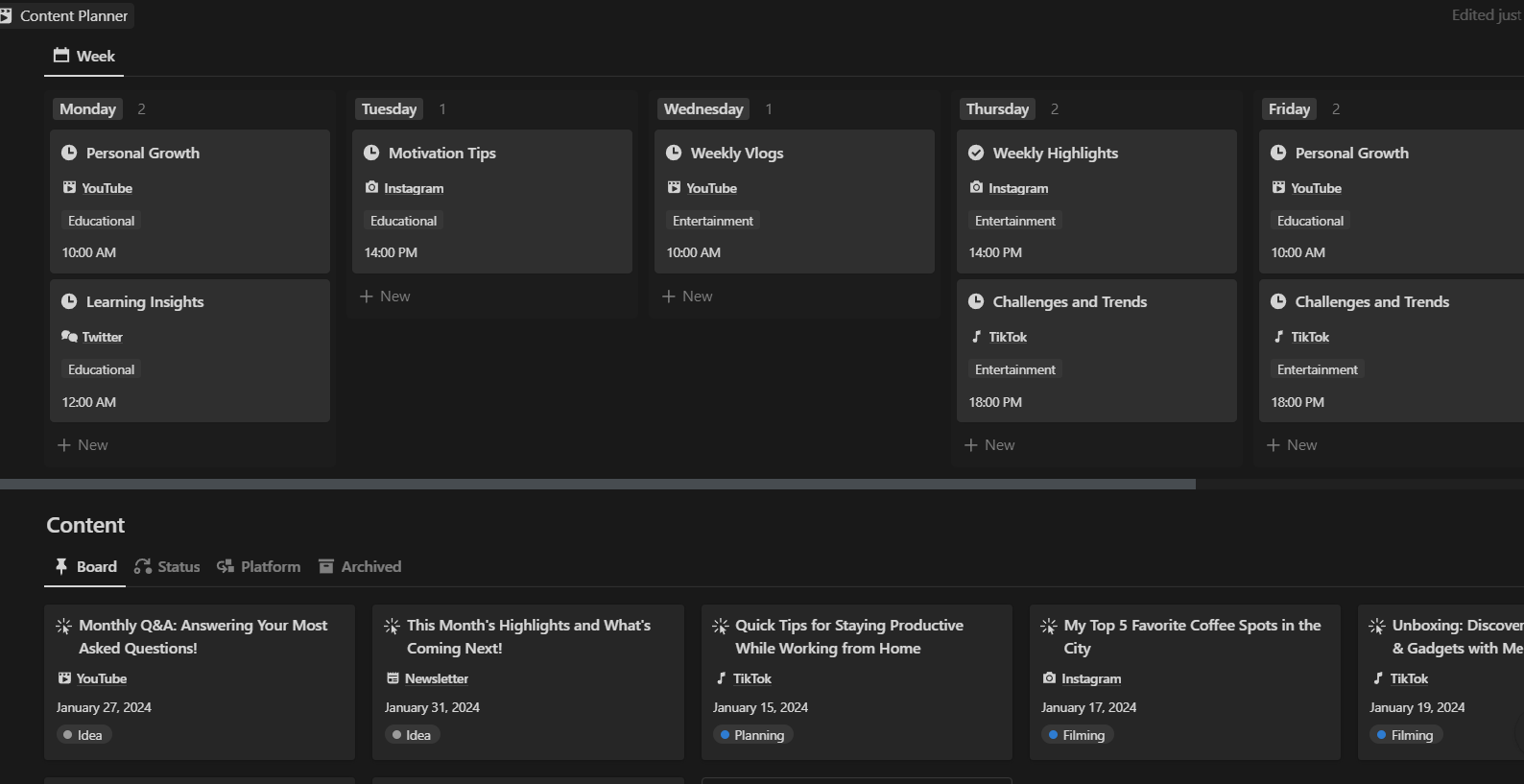 Notion Content Planner