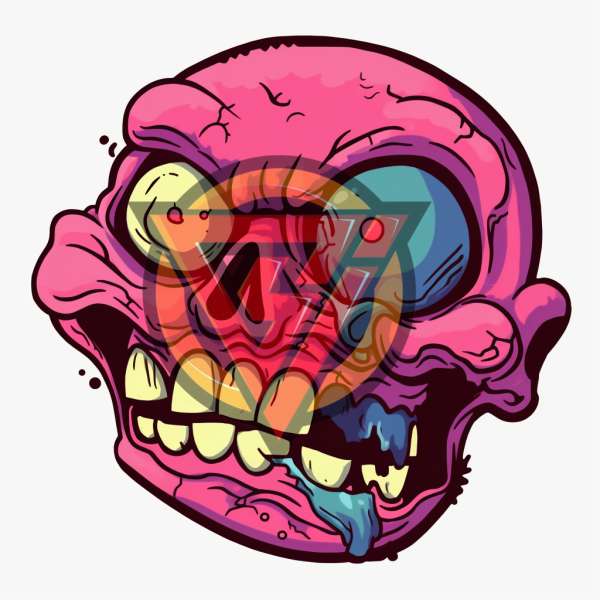 Undead Madness – Twisted Zombie Skull Digital Art (EPS, PSD, SVG)