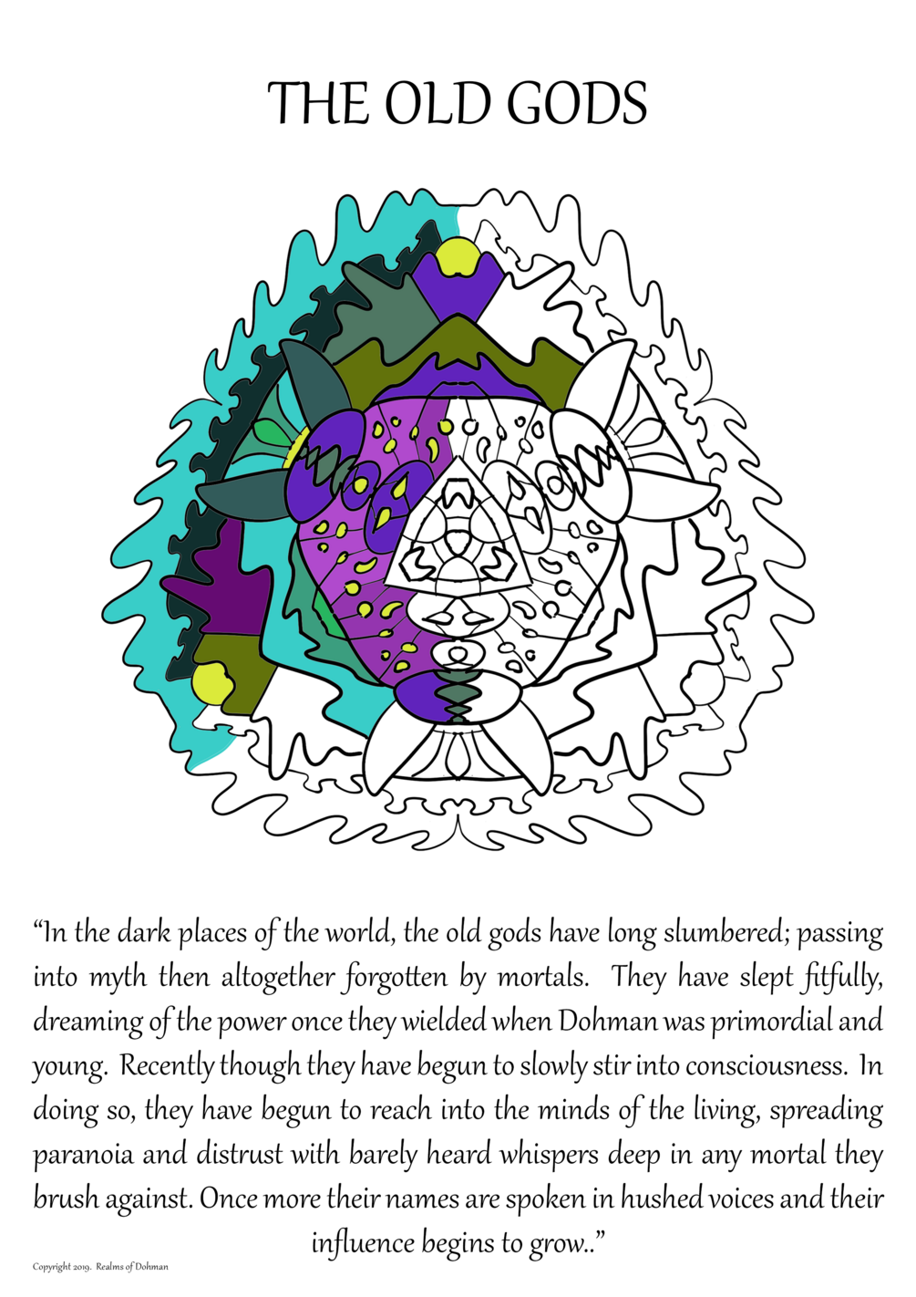 Colouring Page - Realms of Dohman Series- 4: The Old Gods