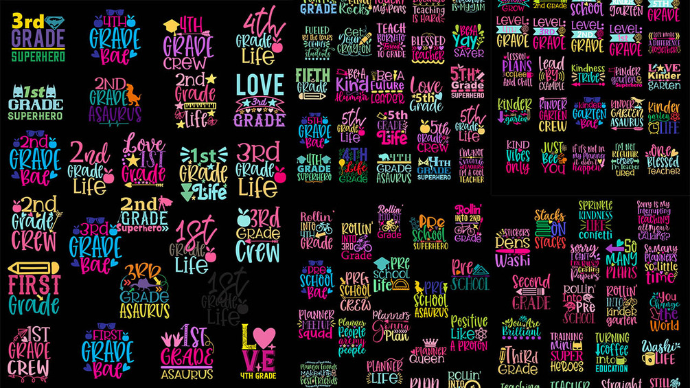 116 School SVG Bundle for T-Shirt Printing