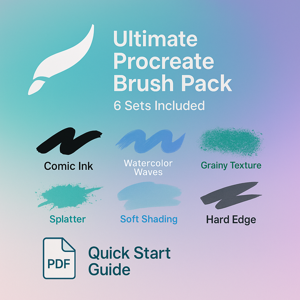 Ultimate Procreate Brush Pack: 6 Studio‑Quality Brushes + Quick Start Guide