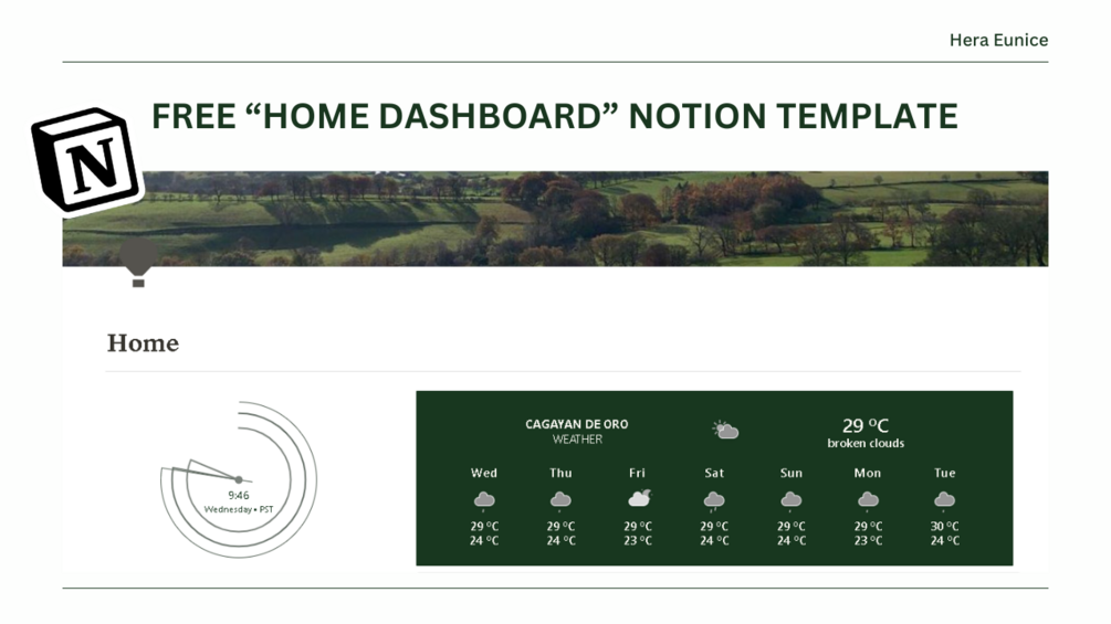 Free Notion Home Dashboard Template
