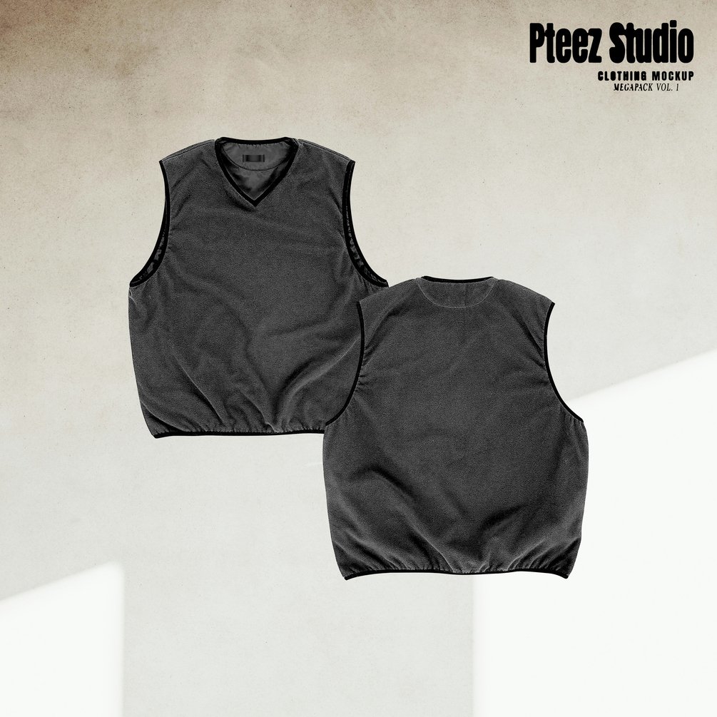 FLEECE VEST REALISTIC MOCKUPS - PTEEZ STUDIO