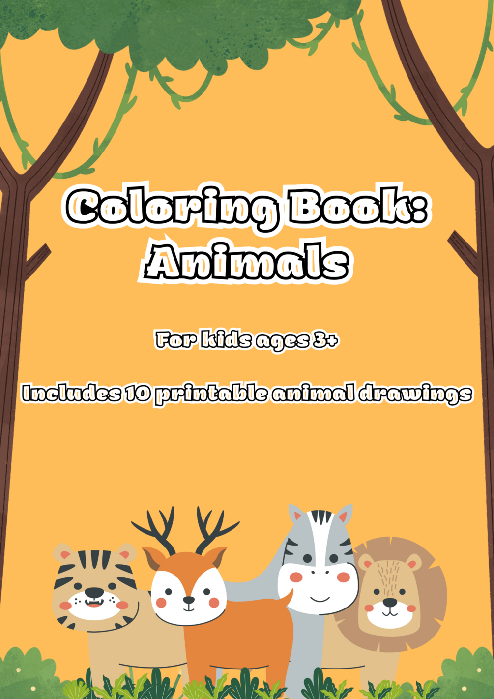 Coloring Book: Animals for Kids +3 (Printable PDF)