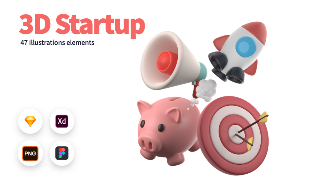 3D Startup illustrations - 47 Vector Elements