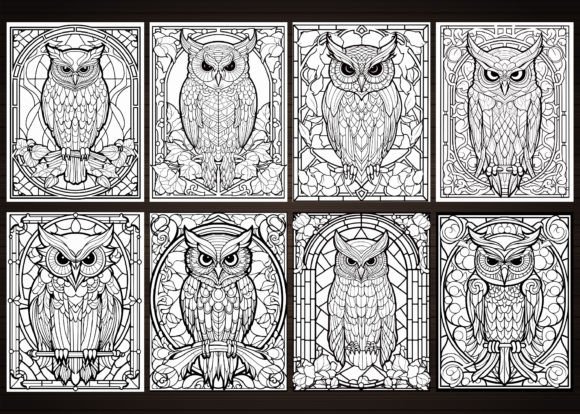 300 Stained Glass Owl Coloring Pages