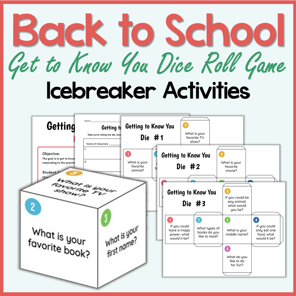 Back to School Icebreaker Activities | Get to Know You Dice Roll - Dice ...