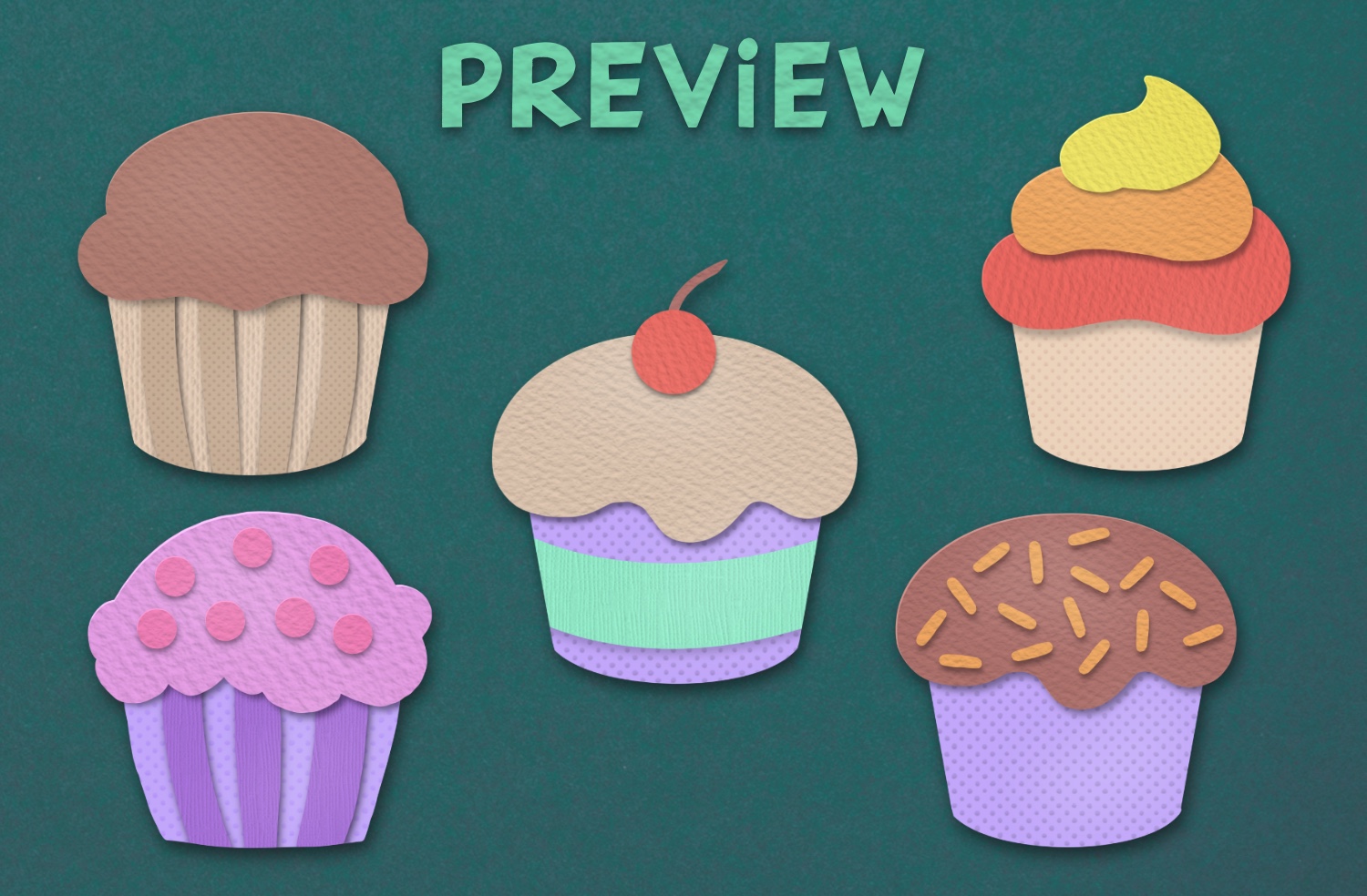 Cupcakes Paperart Clip Arts