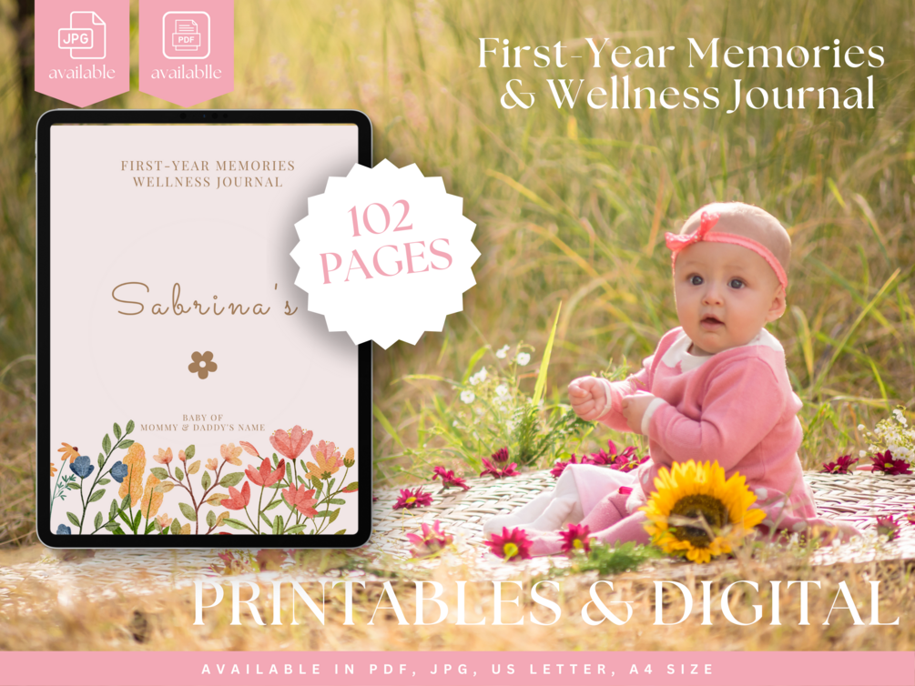 Ultimate First Year Memories and Wellness Journal in Spring Theme ...
