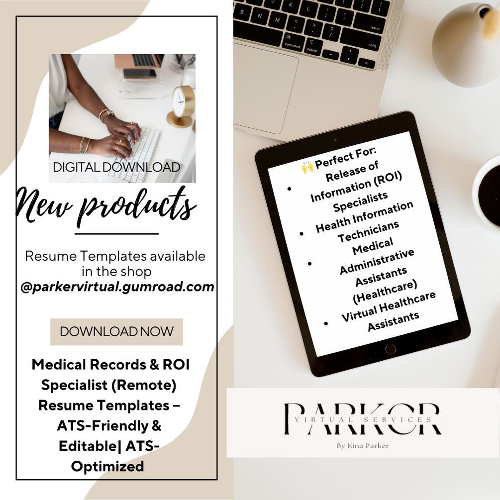 Remote Medical Records & ROI Specialist Resume Template Set – ATS-Optimized