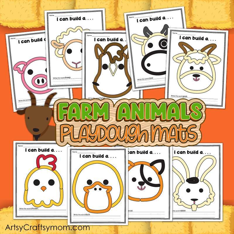 Farm Animal Play Doh Mats