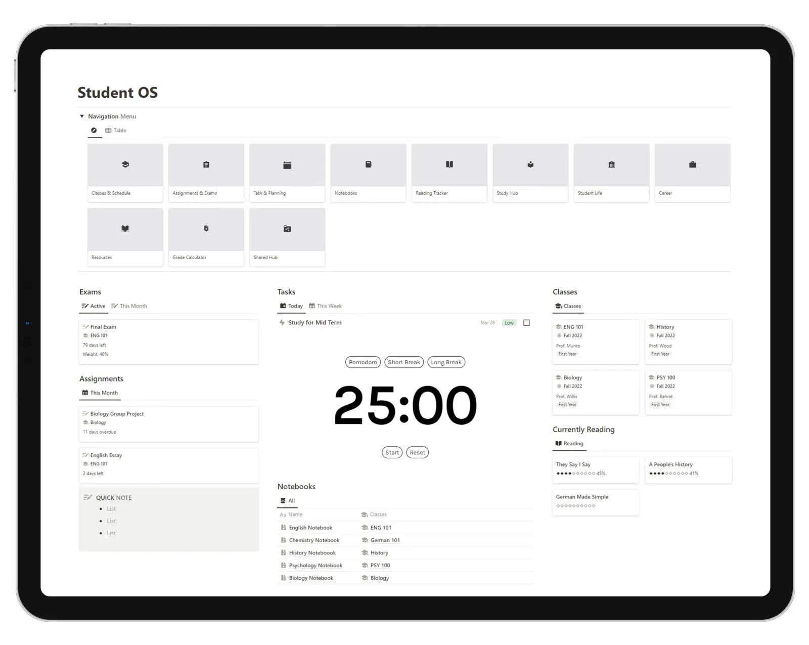 Ultimate Student OS Sneak Peek - Notion Avenue