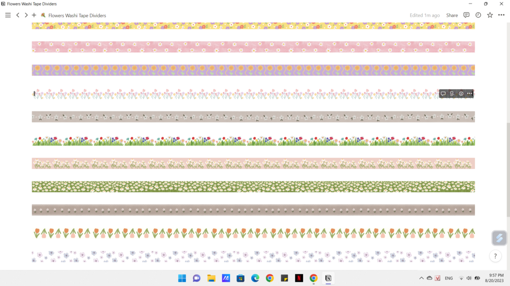 FREE Notion Divider Flowers Washi Tape