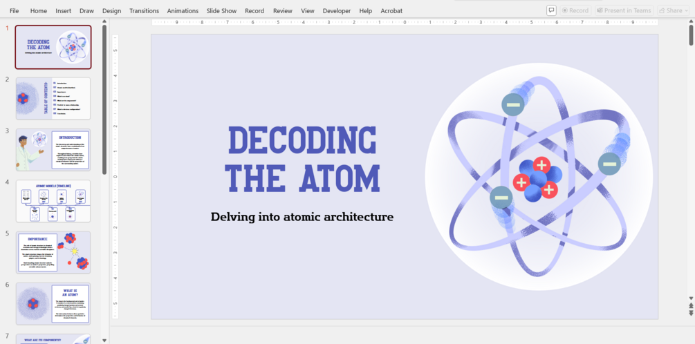 Chemistry Atomic Structure Presentation in Lavander Red Blue Illustrative Style