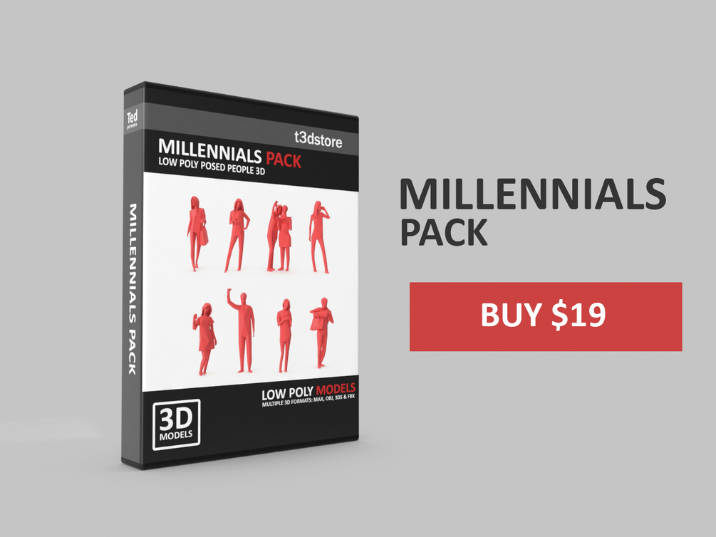 Low Poly Posed People Pack 08: Millennials