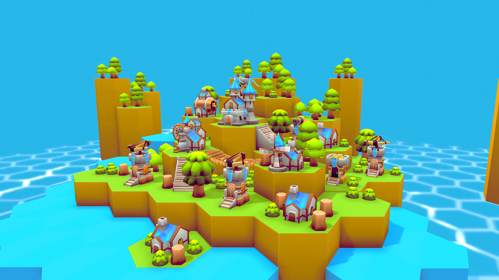 (FREE PRODUCT) Low Poly Hex Game Assets 3D Model