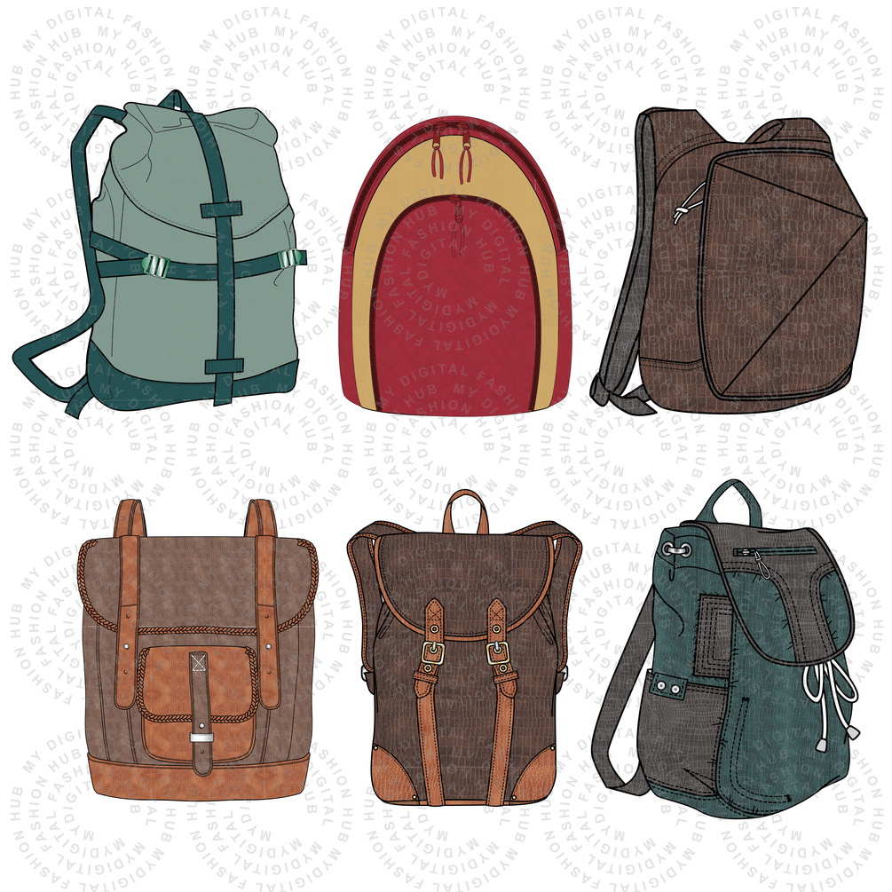 Boys Backpack Vector Illustrations | Editable School & Travel Bag ...