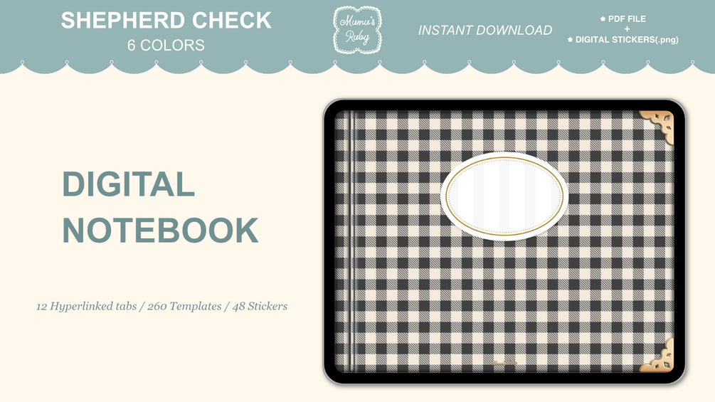Digital Notebook『Shepherd Check』Horizontal