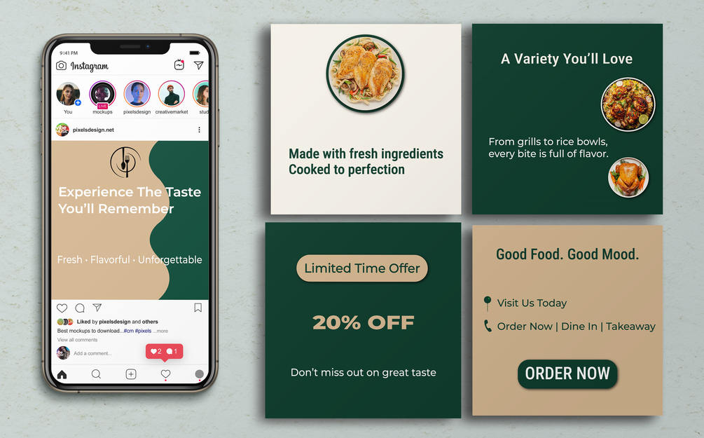 Modern Food Promo Social Media Design (Editable AI)