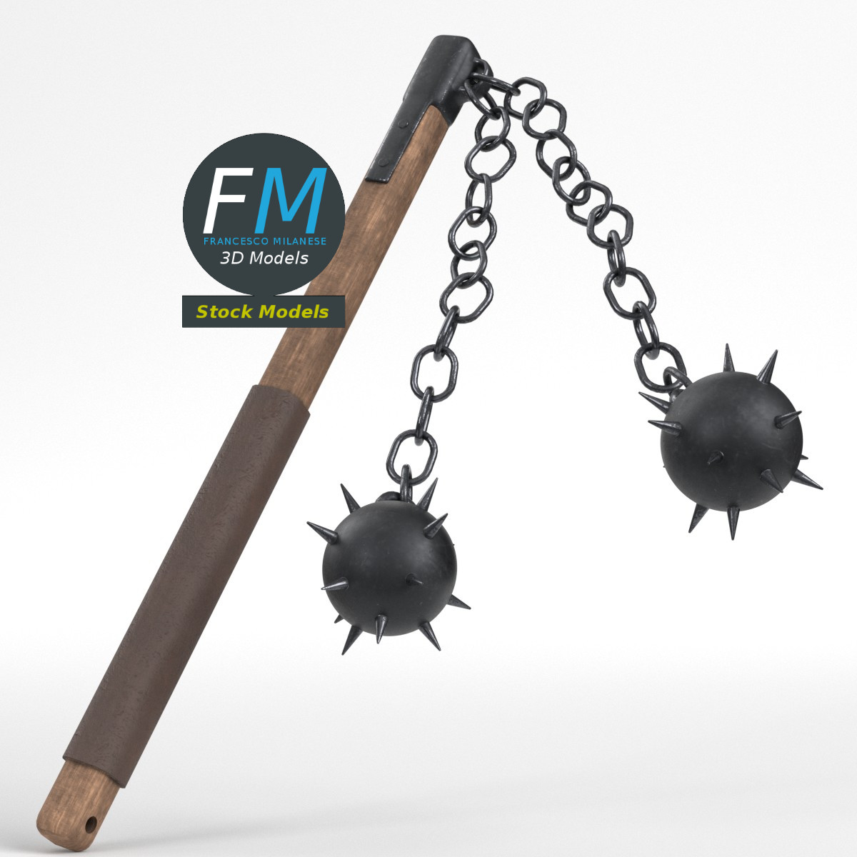 3D MODEL - Twin ball flail medieval weapon 3D MODEL - Twin ball flail medieval weapon