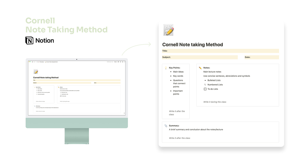 Cornell Note Taking Method | Notion
