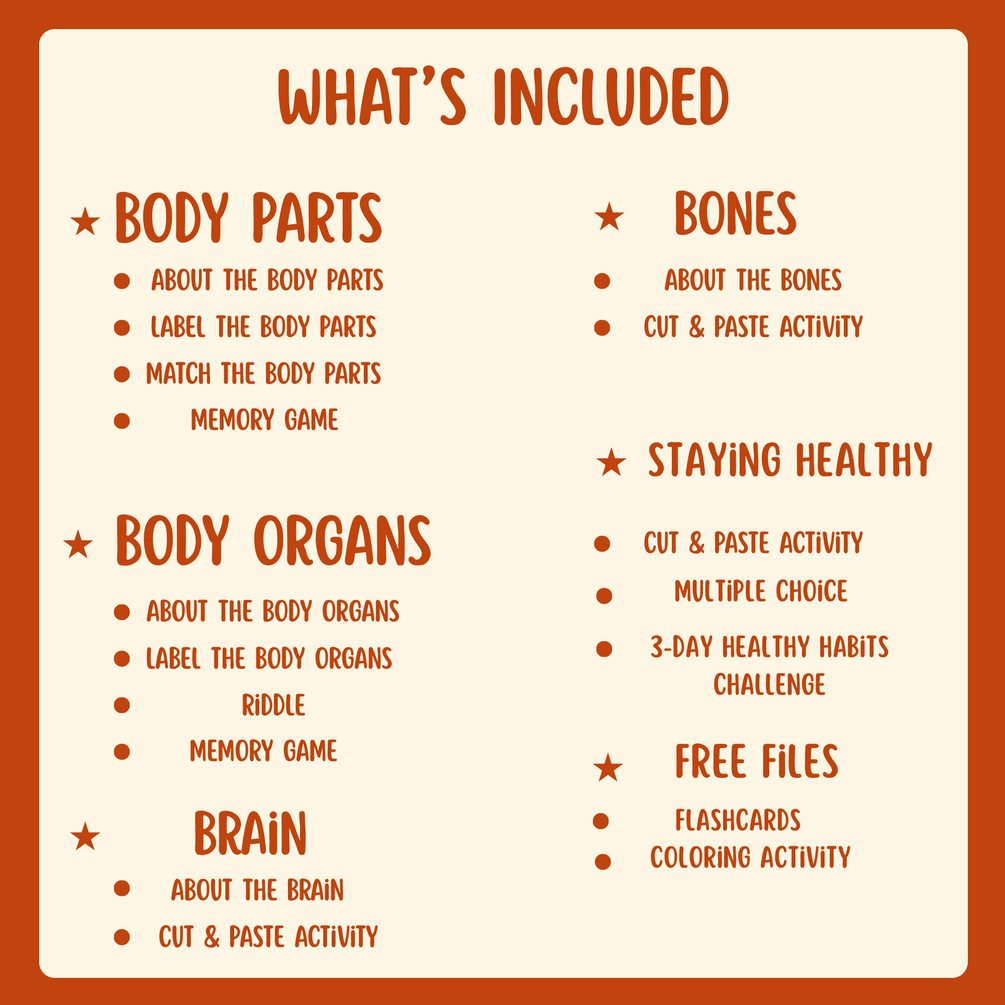 Fun & Easy Human Anatomy Workbook for Kids (Ages 4+) — Printable Pages ...