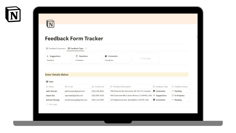 Feedback Form Tracker