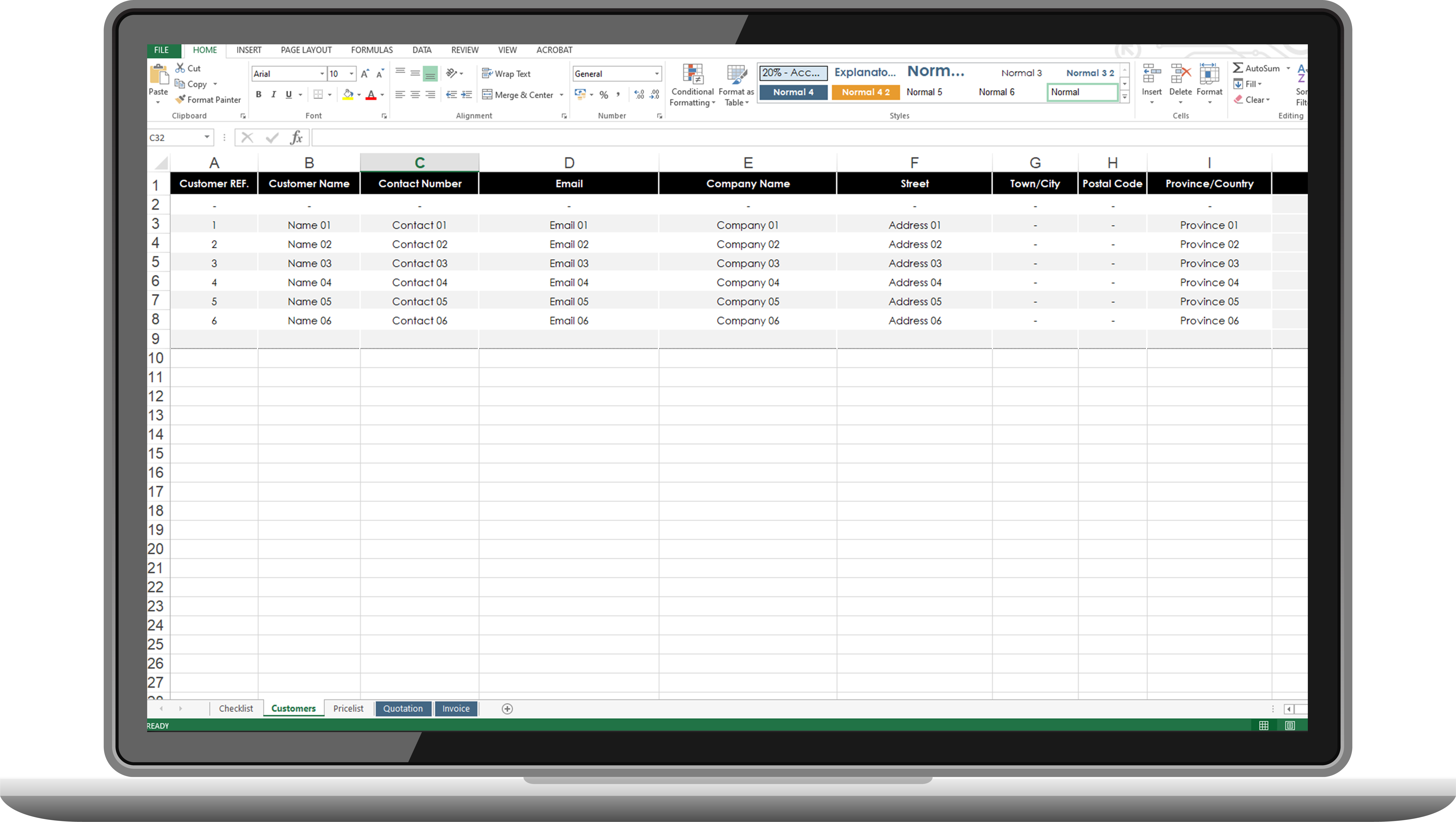 Pre-Set Excel Invoice Template (Dropdown Selection)
