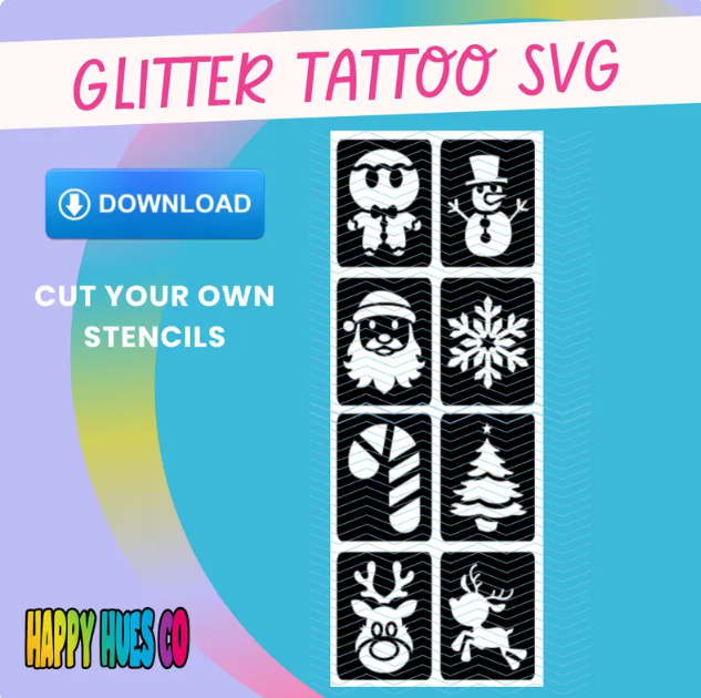 Christmas glitter tattoo stencil file.