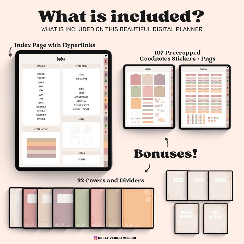 Undated Goodnotes Planner, Monthly Digital Planner, Goodnotes Template ...