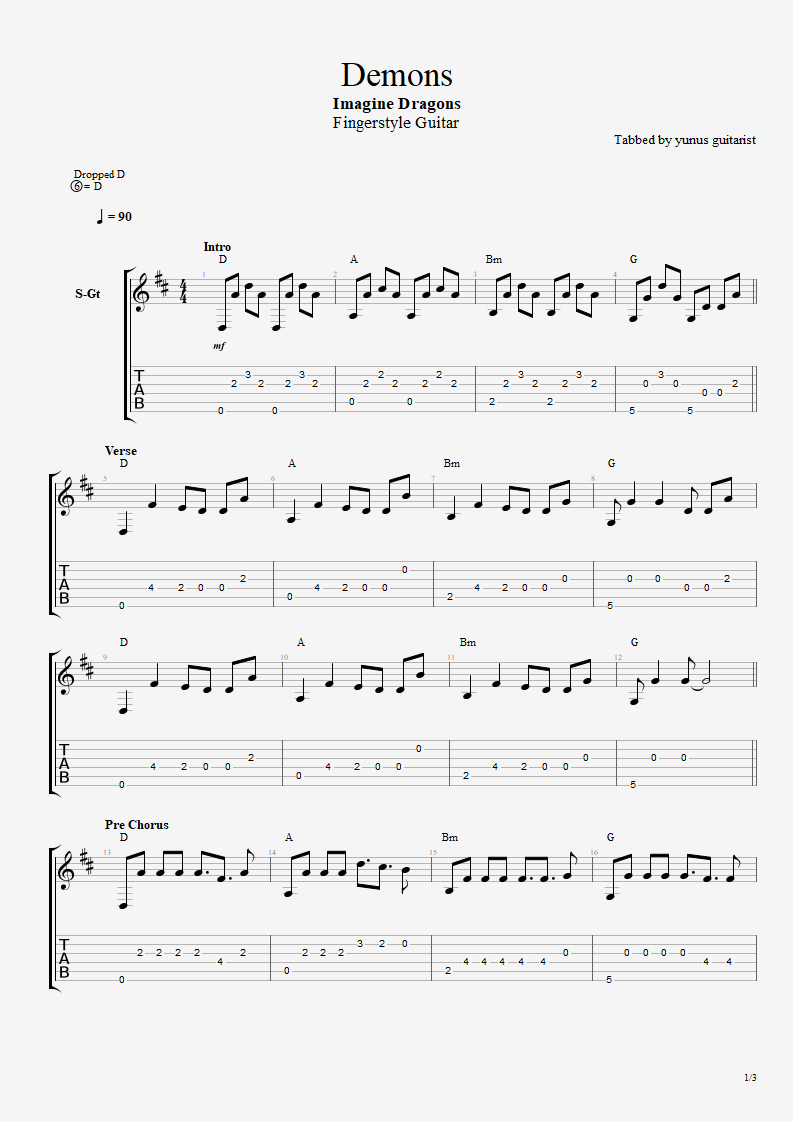 TAB. Demons - Imagine Dragons