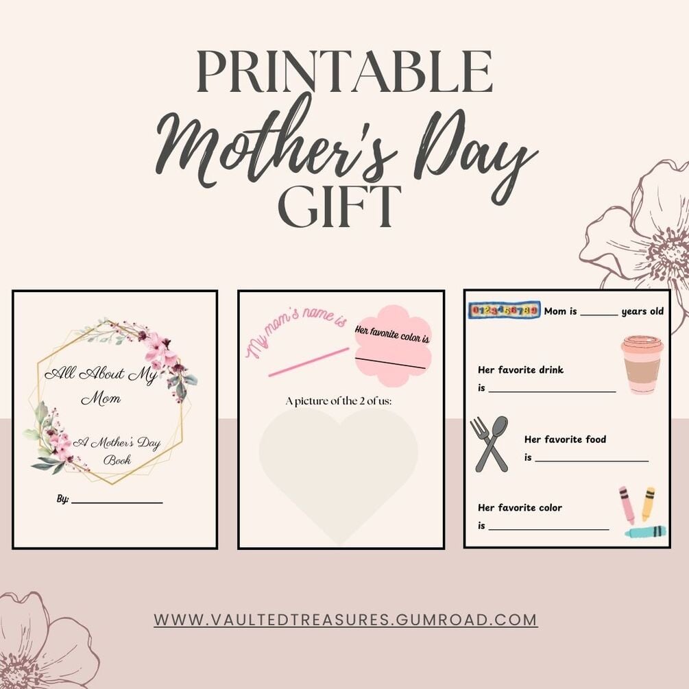 Mother’s Day Printable Booklet – DIY Gift for Mom – Instant Download PDF