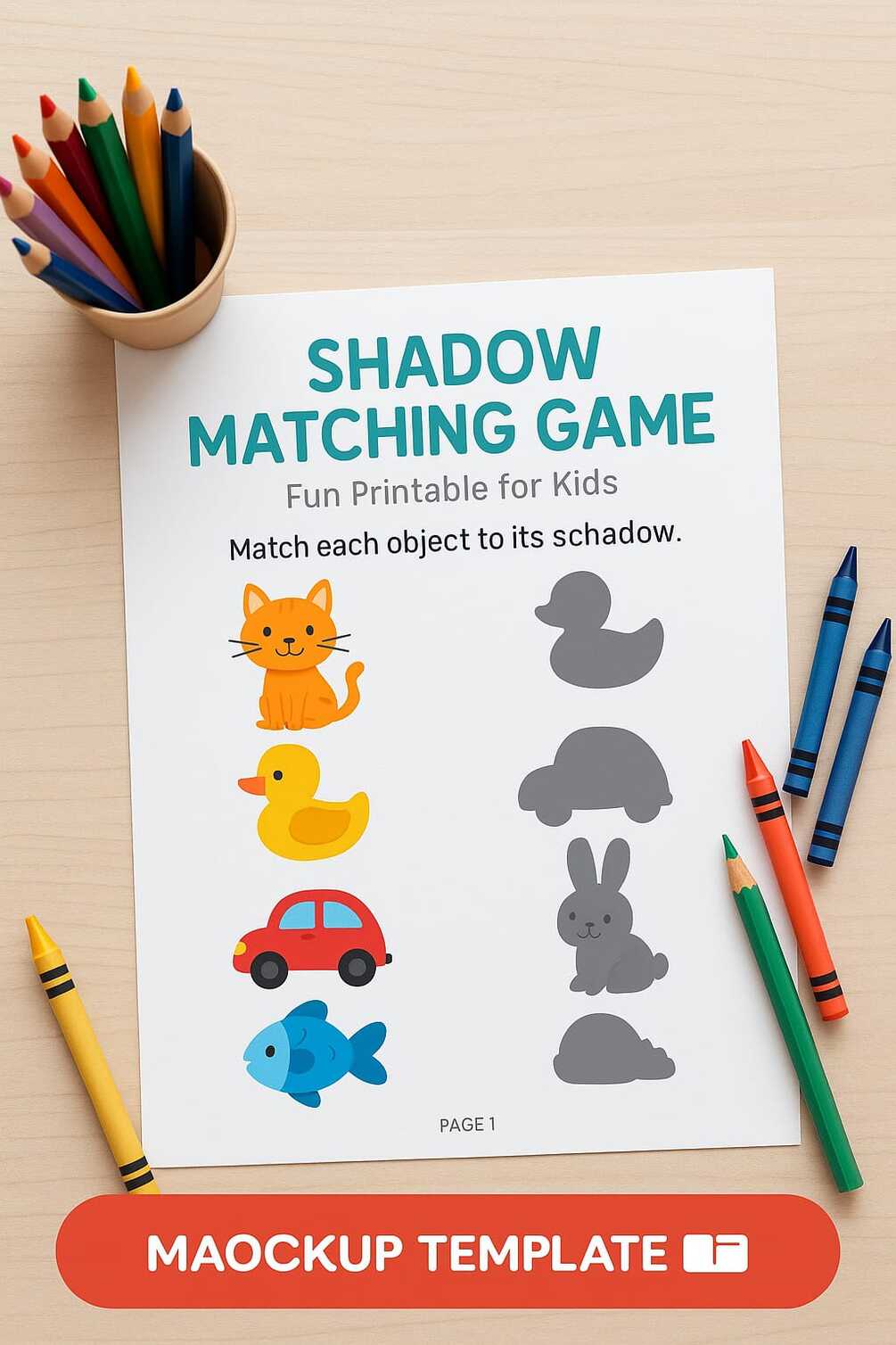 Shadow Matching Game for Kids | Fun Printable Activity for Preschool ...