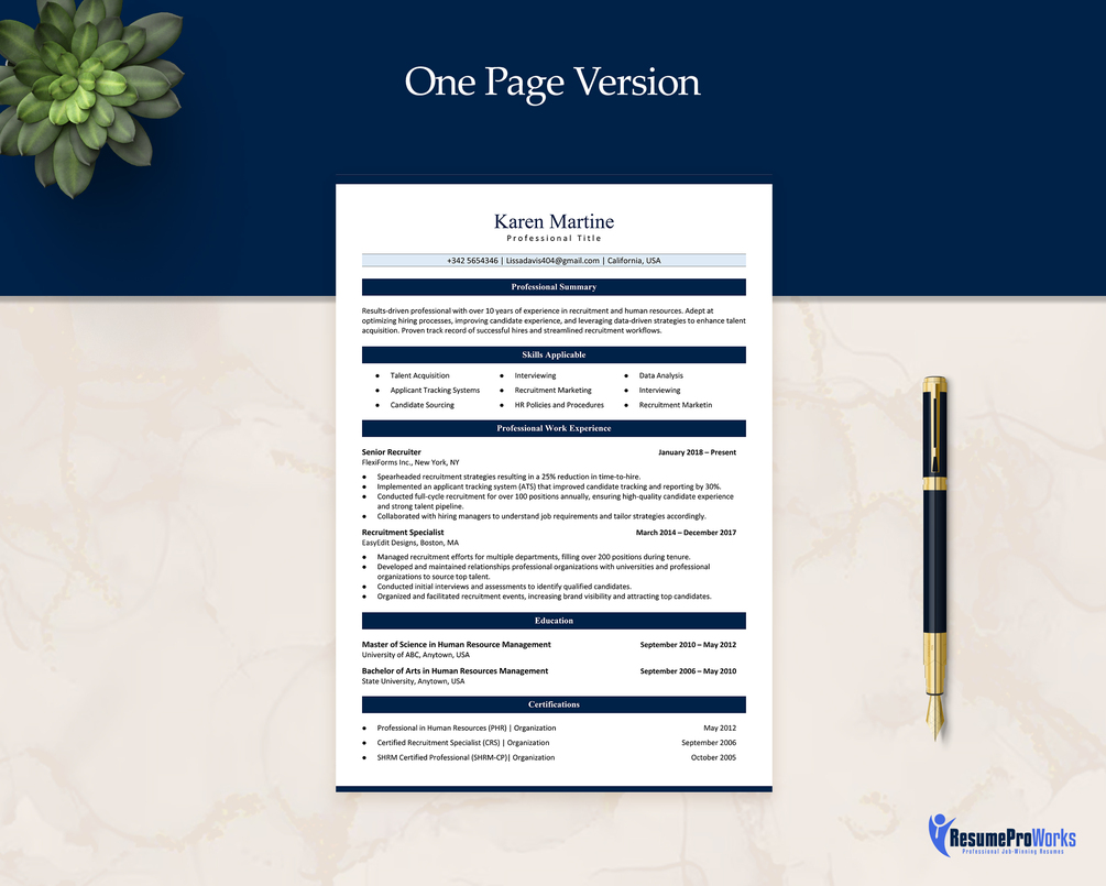 EDITABLE RESUME TEMPLATES by ResumeProWorks