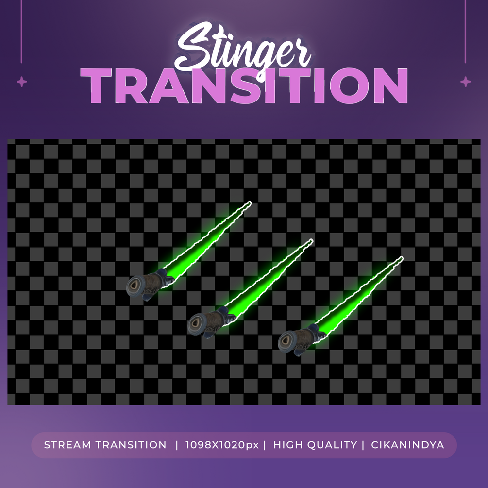 Animated Stinger Transition | Triple Green Energy Blade Slash for Sci ...