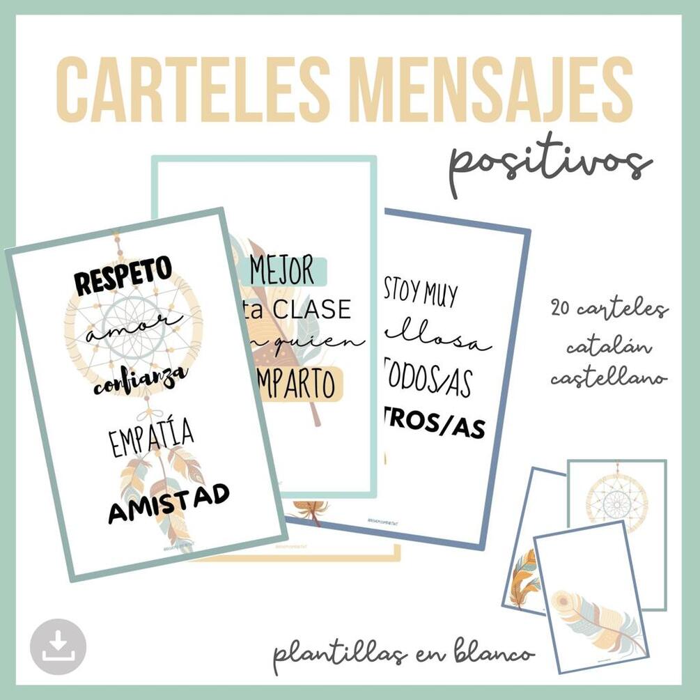 Carteles mensajes positivos para el aula + PLANTILLA en blanco ...