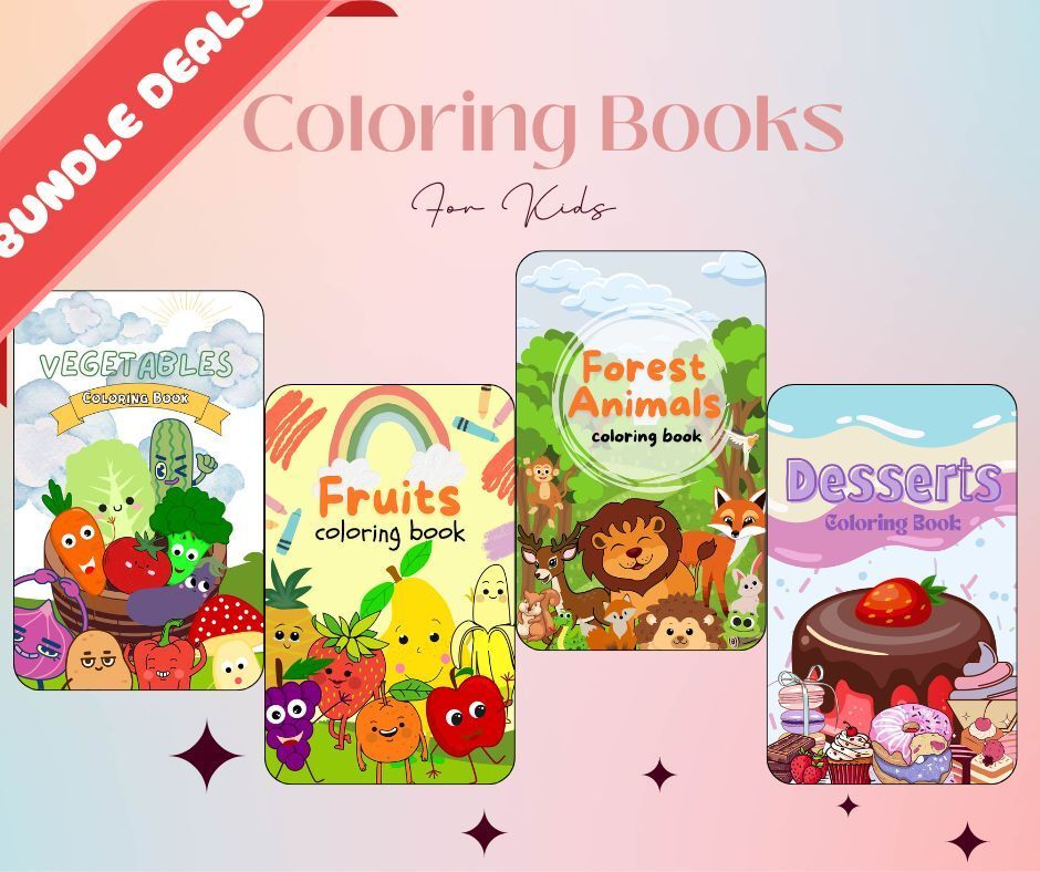 Bundle of Four (4) Coloring Books for Kids